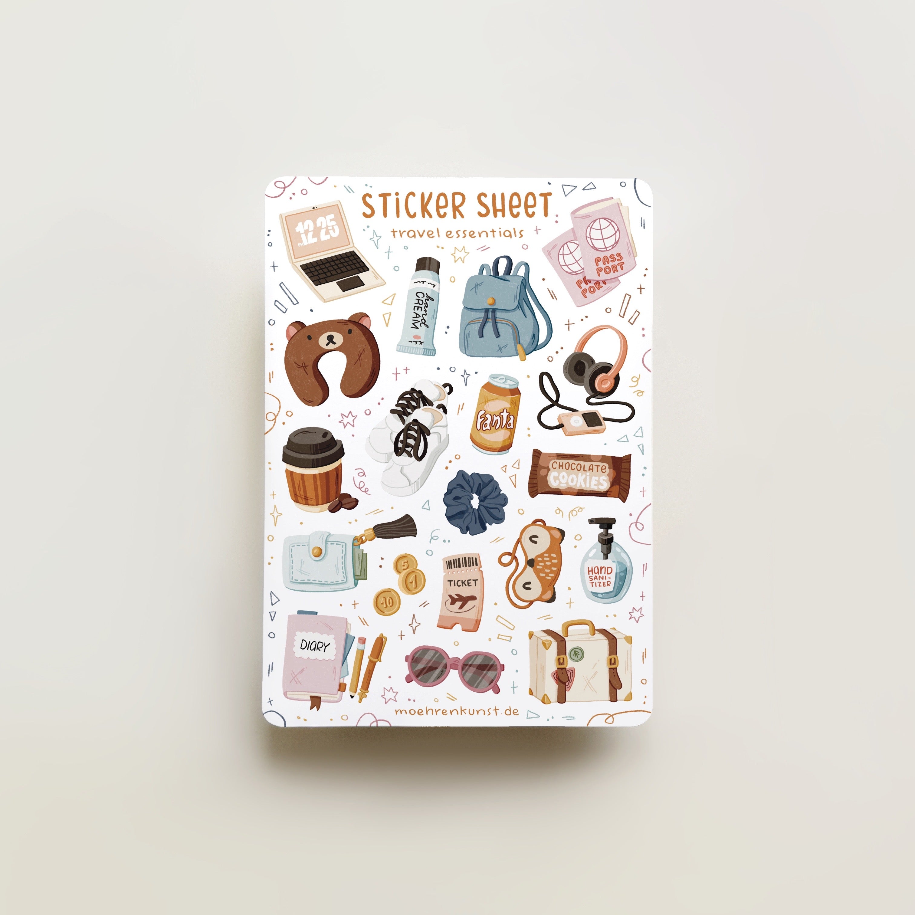Sticker Sheet - Travel Essentials | Planner Stickers | moehrenkunst🥕