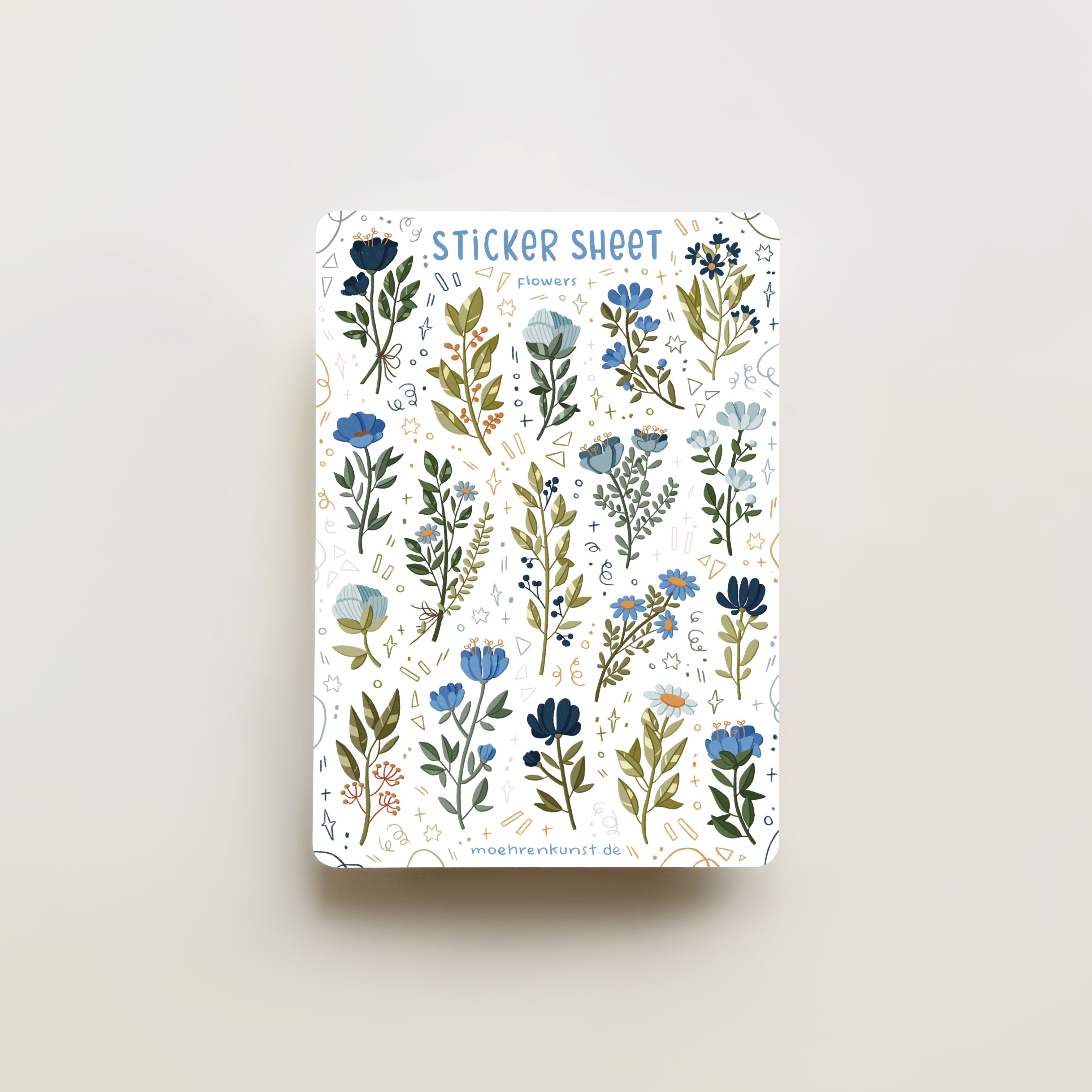 Sticker Sheet - Flower (Blue) | Planner Stickers | moehrenkunst🥕